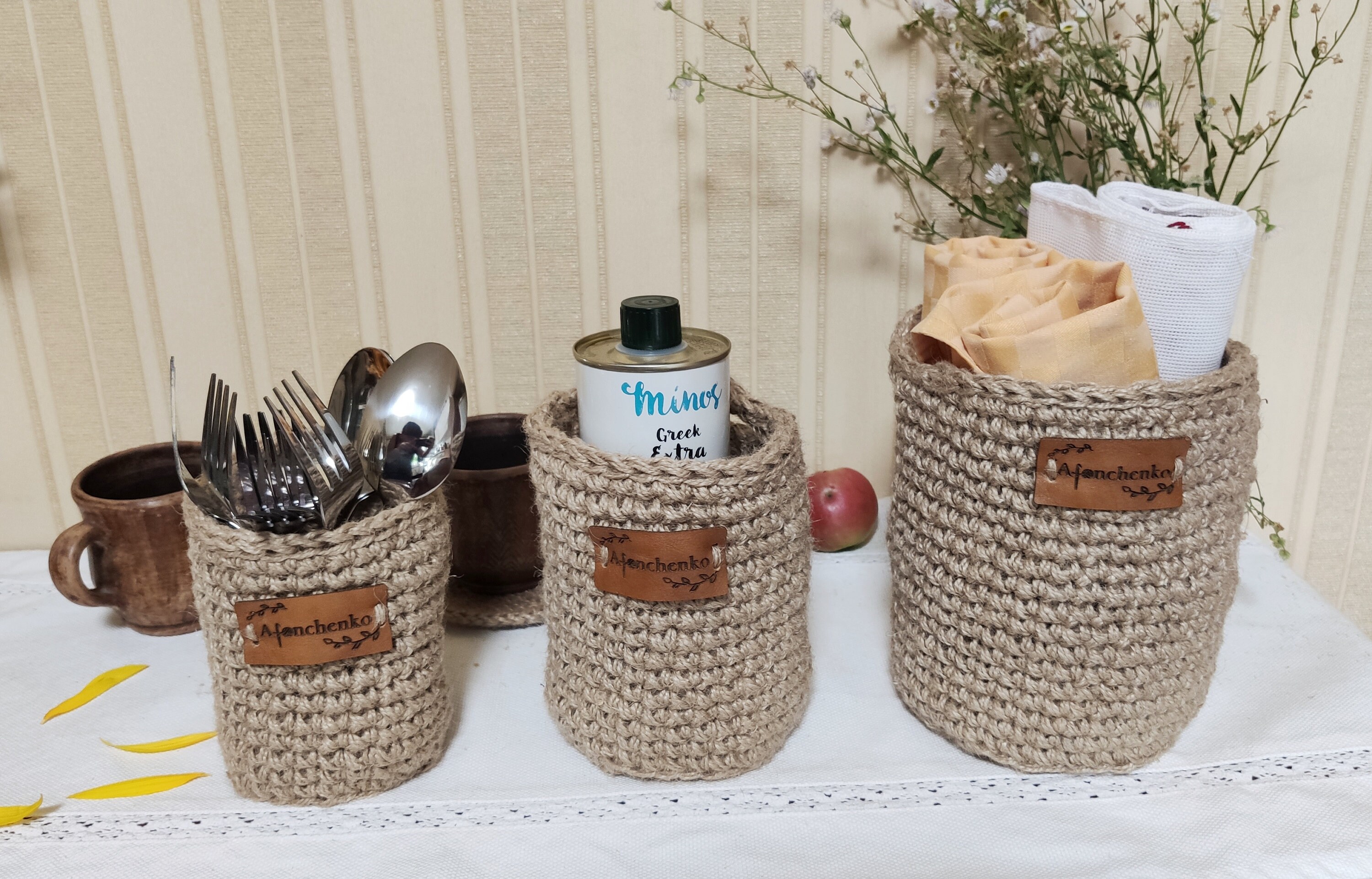 Jute Hanging Basket Set of 3 hanging Storage for the - Etsy