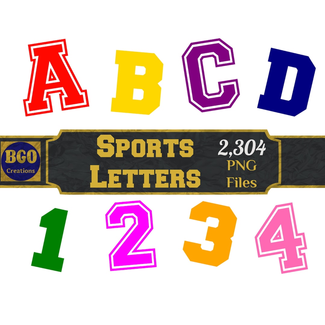 Sports Alphabet Letters/numbers, 64 Alphabet Sets, Sublimation ...