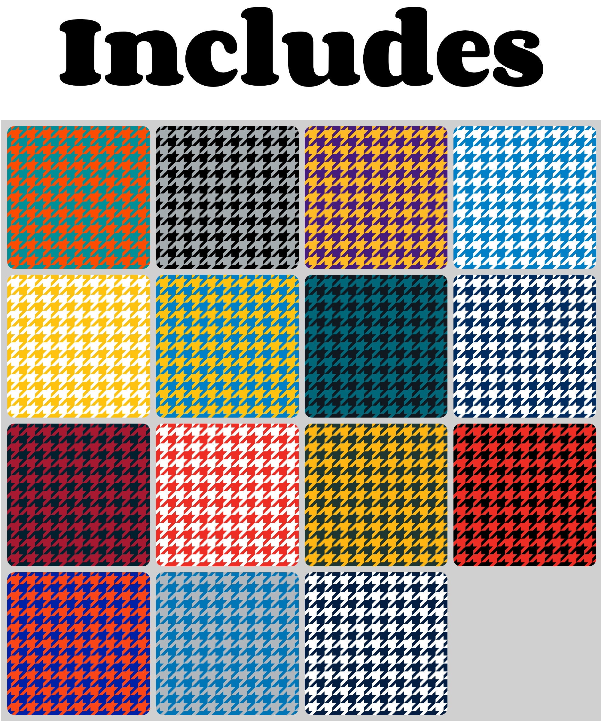 Houndstooth Digital Paper Pack, 60 Various Colors Seamless Printable ...