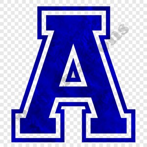 Blue Flames Varsity Sports Alphabet, 26 PNG Letters & 10 Numbers ...