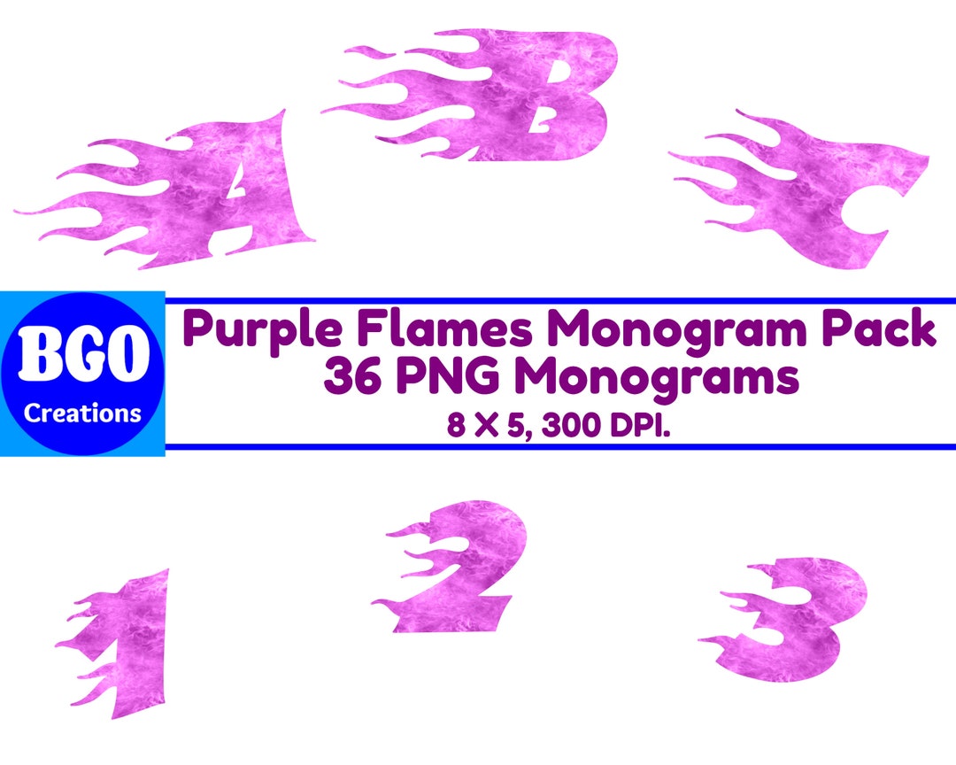 Purple Flame Letters Flame PNG Letters Flame Monogram - Etsy