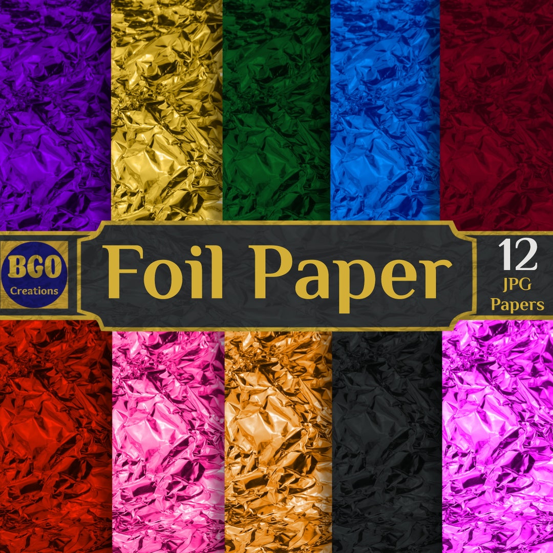 Foil Digital Paper Pack, 12 Multiple Colors Metallic Textures ...