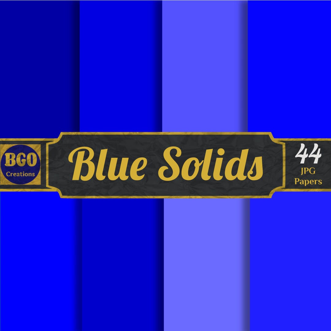 Blue Digital Paper Pack, 44 Shades of Blue Plain Solid Colors ...