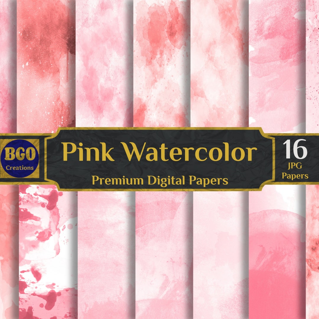 Pink Watercolors Digital Paper Pack, 16 Scrapbooking Papers, Watercolor ...