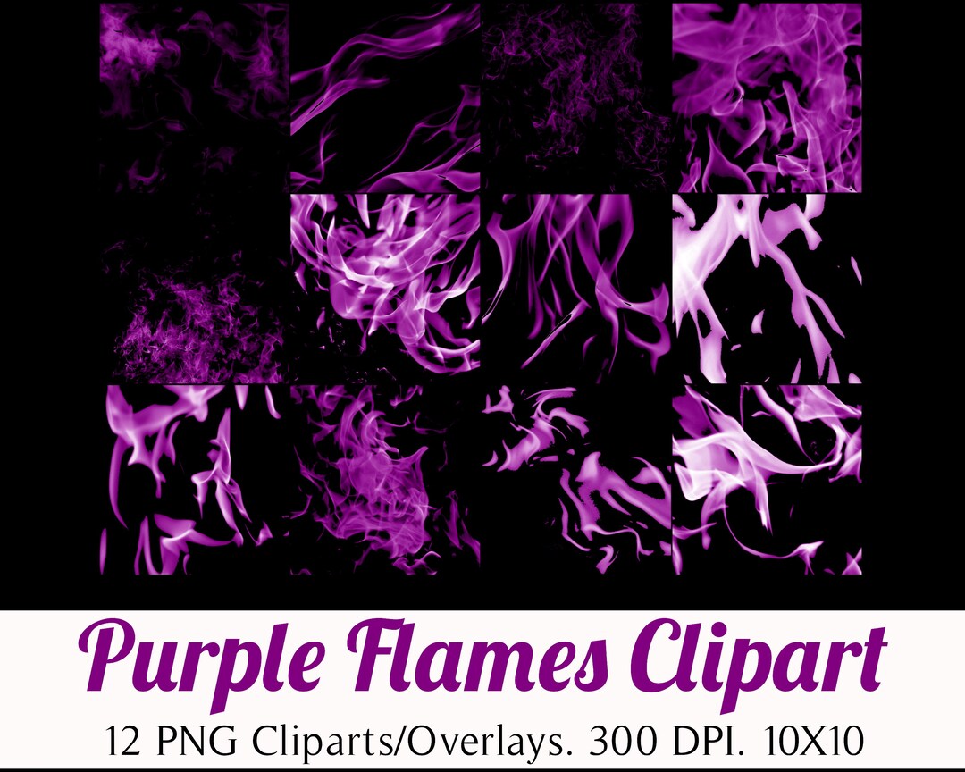Purple Flames Clip Art 12 Fire Clipart Photography Overlays - Etsy