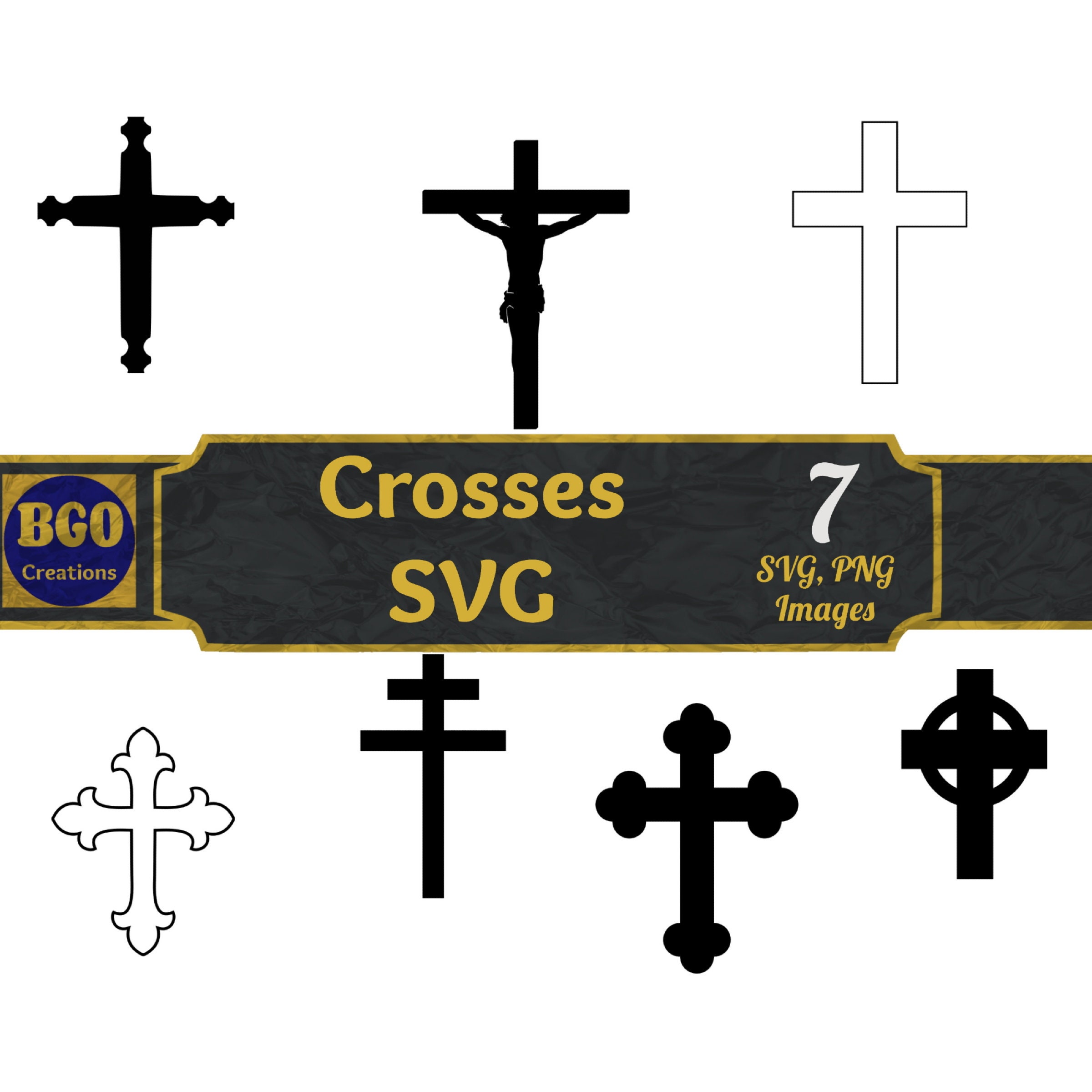 Cross SVG Bundle, 7 Cross Images, Cross Clipart, Crosses SVG, Printable ...