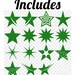 Green Glitter Stars PNG Bundle, 15 Star Images, Printable Stars Clipart ...