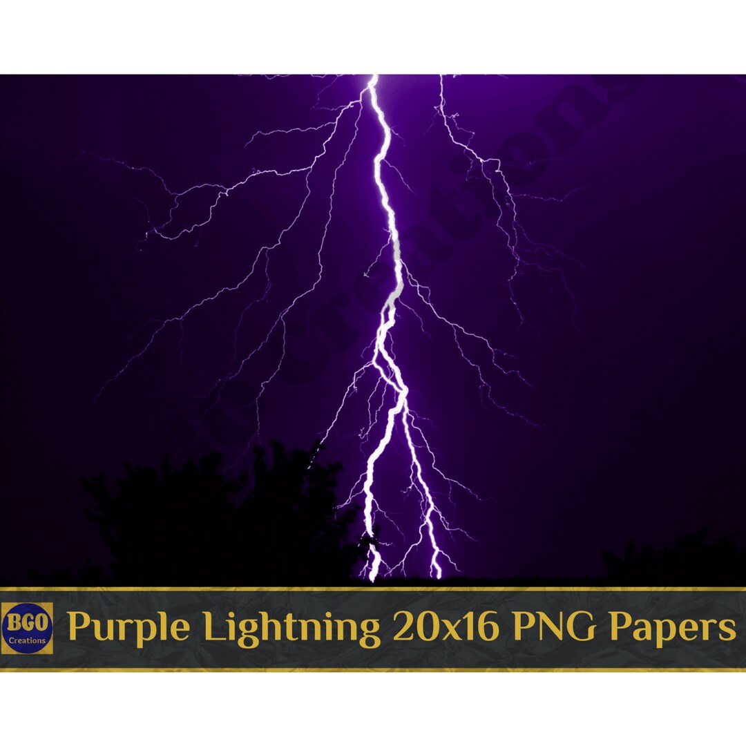 Purple Lightning Digital Paper, Includes 2 Purple Lightning 20 X 16 PNG ...