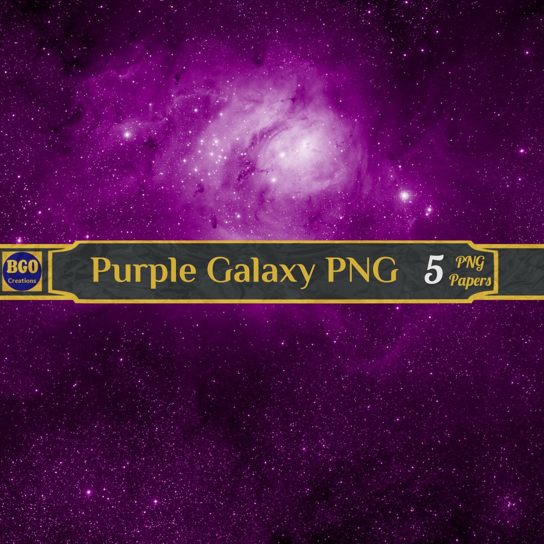 Purple Galaxy Digital Paper, 5 PNG Universe Texture Papers, Stardust ...
