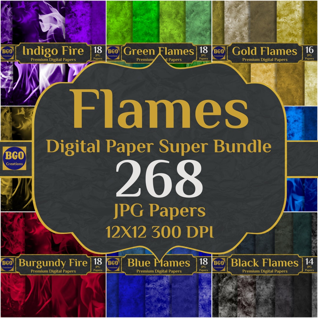 Flames Digital Paper Bundle, 268 Flame Texture Papers, Printable Fire ...