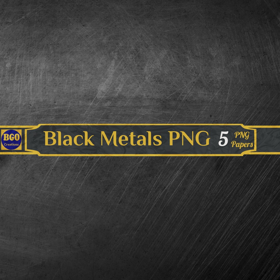 Black Metals PNG Digital Paper Pack, 5 Metallic Texture Papers, Black ...