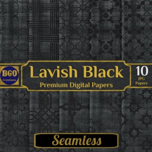 Elegant Glitter Black on Onyx Digital Paper Pack, 10 Seamless Textures Printable Sublimation ...