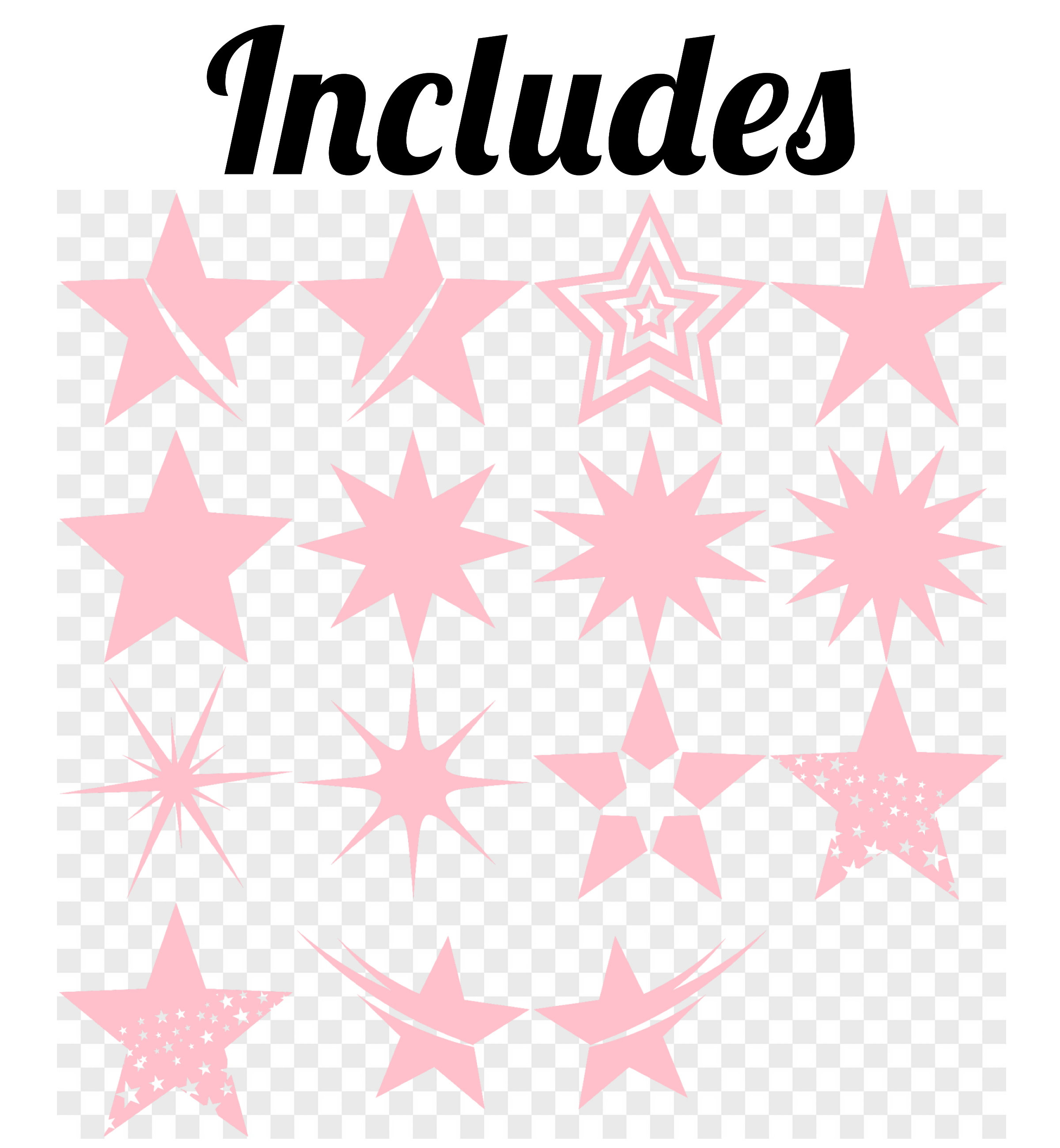 Pink Stars PNG Bundle, 15 Star Images, Printable Stars Clipart, Stars ...