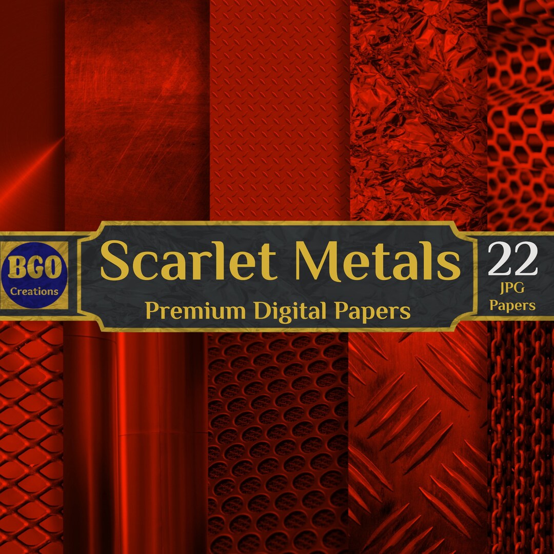 22 Scarlet Metals Digital Paper, Brass Digital Paper, Brushed Metal ...