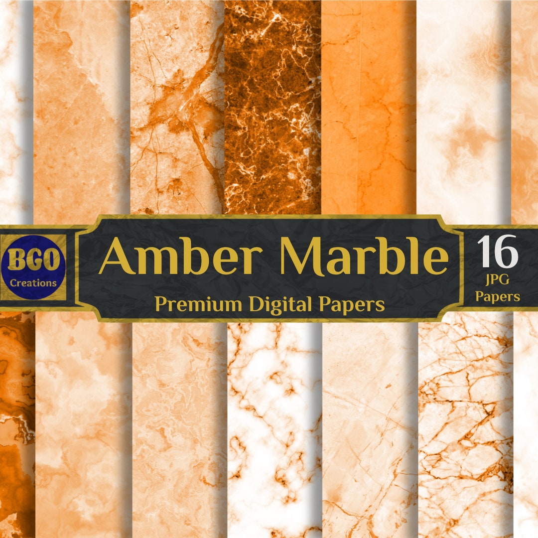 Amber Marble Digital Paper Pack, 16 Realistic Marble Texture Papers ...