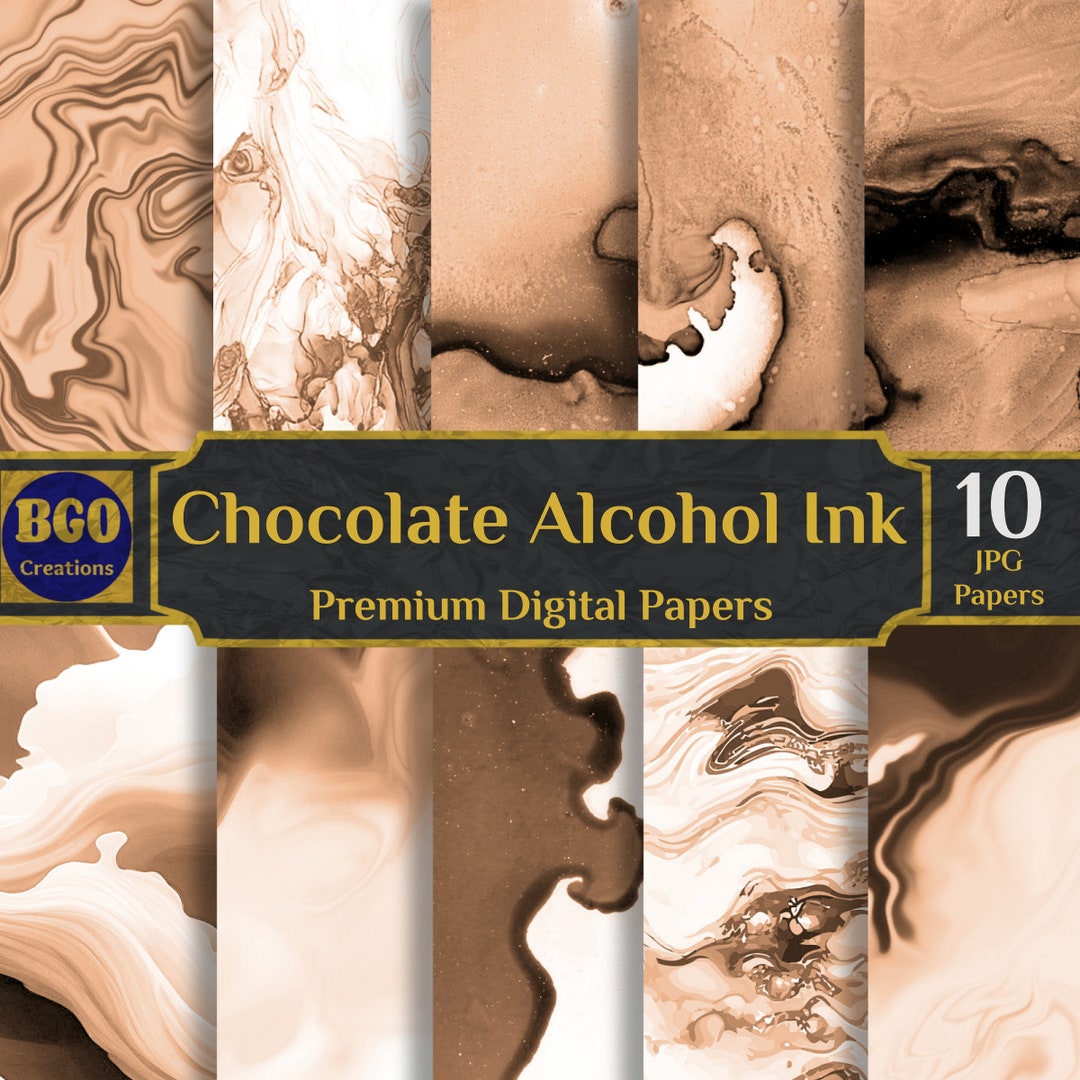 Chocolate Alcohol Ink Digital Paper Pack, 10 Brown Texture JPG Papers ...