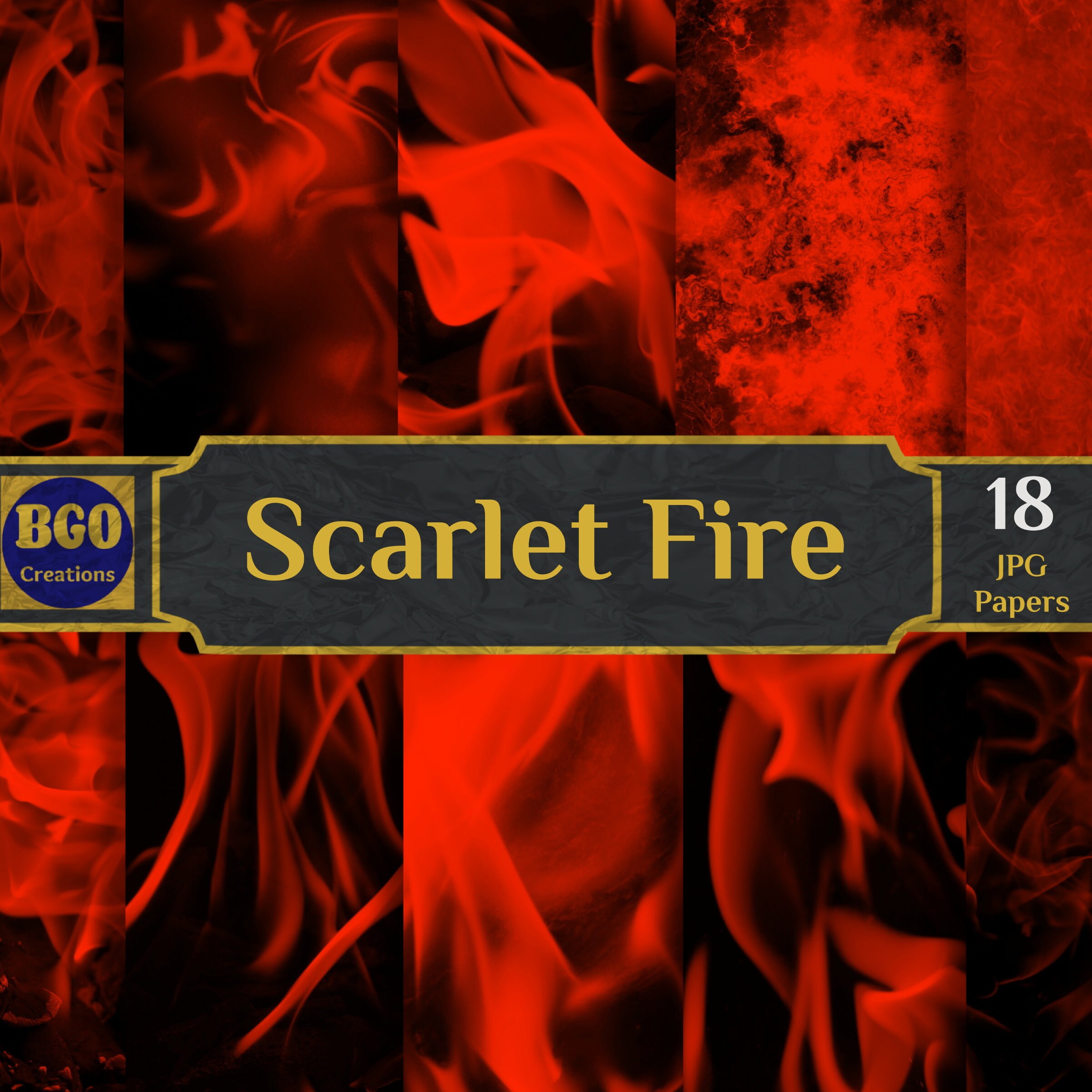 Scarlet Fire Digital Paper Pack 18 Textured Scrapbooking Red - Etsy