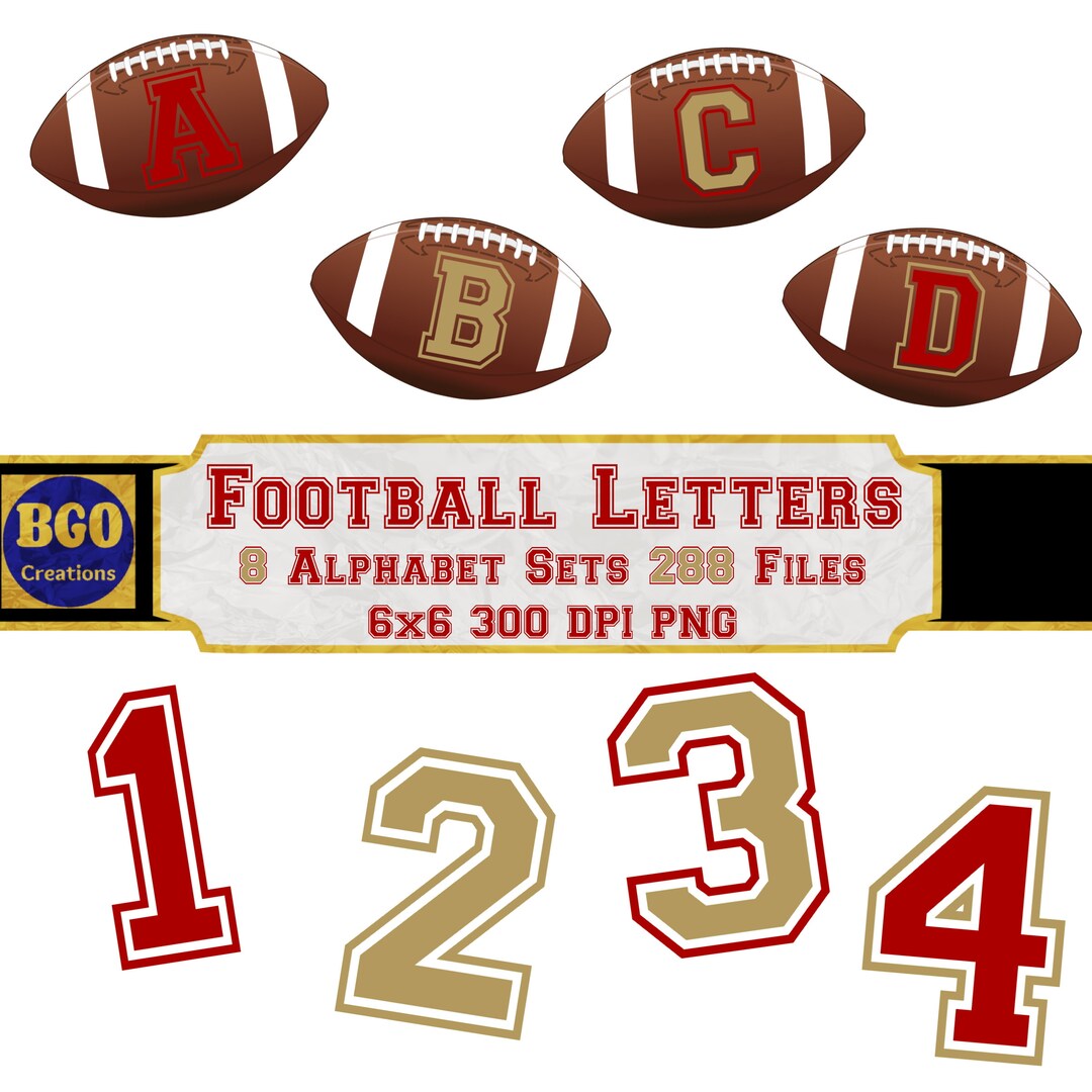Red & Gold Digital Football Alphabet, PNG Letters/numbers, 8 Alphabet ...
