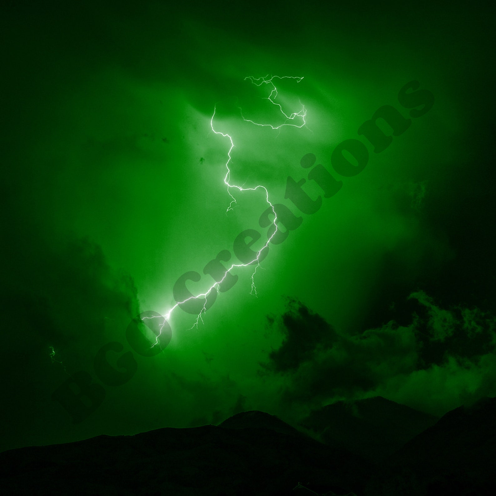Green Lightning PNG Digital Paper Pack, 5 Photography Background ...
