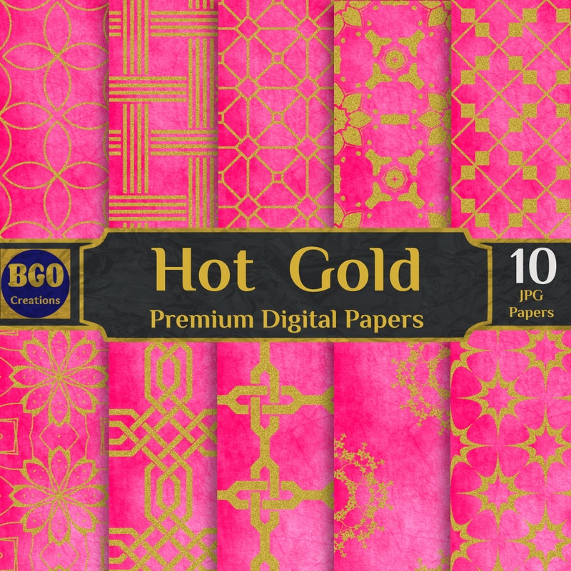 Gold Digital Papers - Etsy