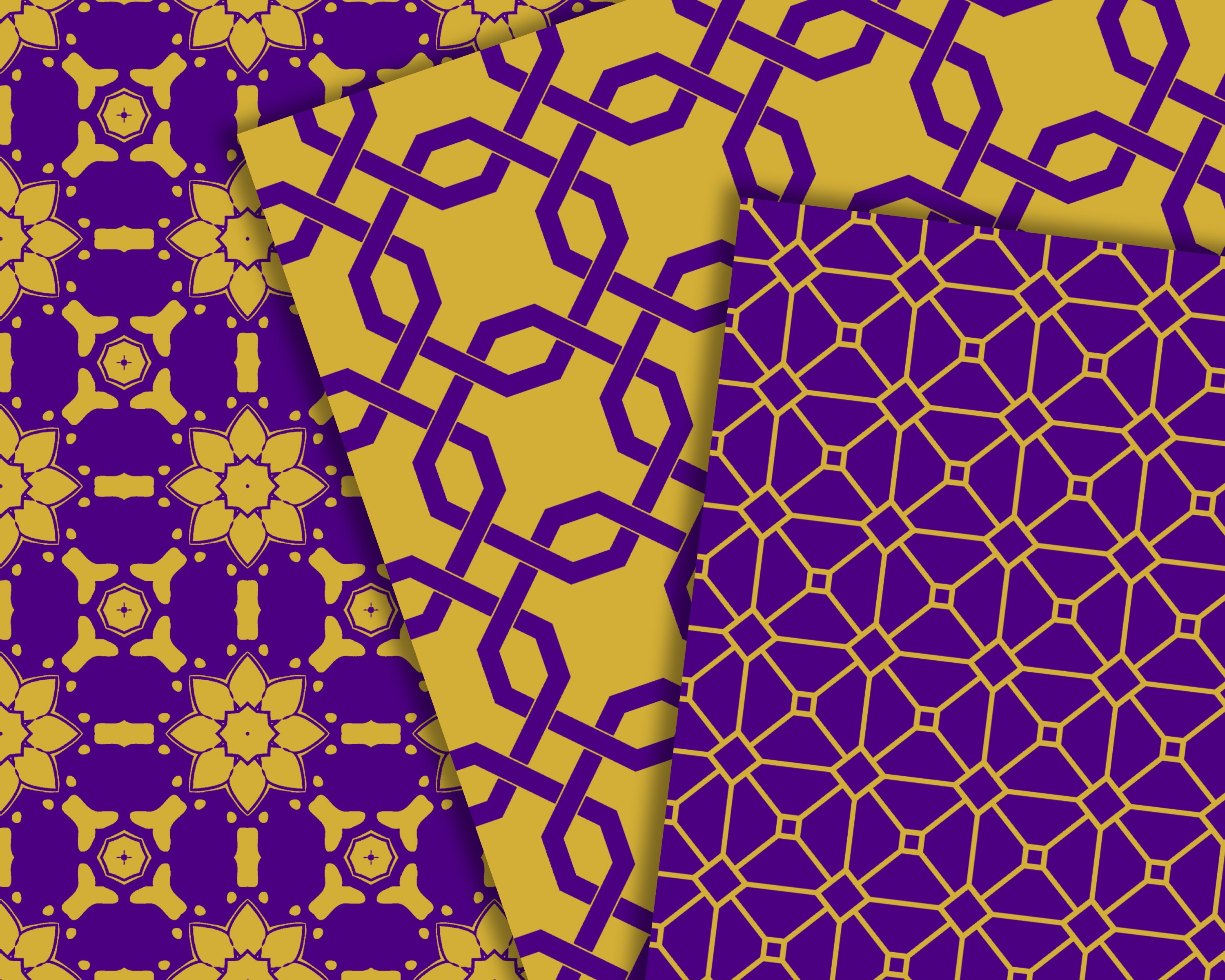 Indigo and Gold Digital Paper Pack, 55 Seamless Purple & Gold Printable ...