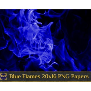 Blue Flames Digital Paper, Includes 2 Blue Fire 20 X 16 PNG Sublimation ...
