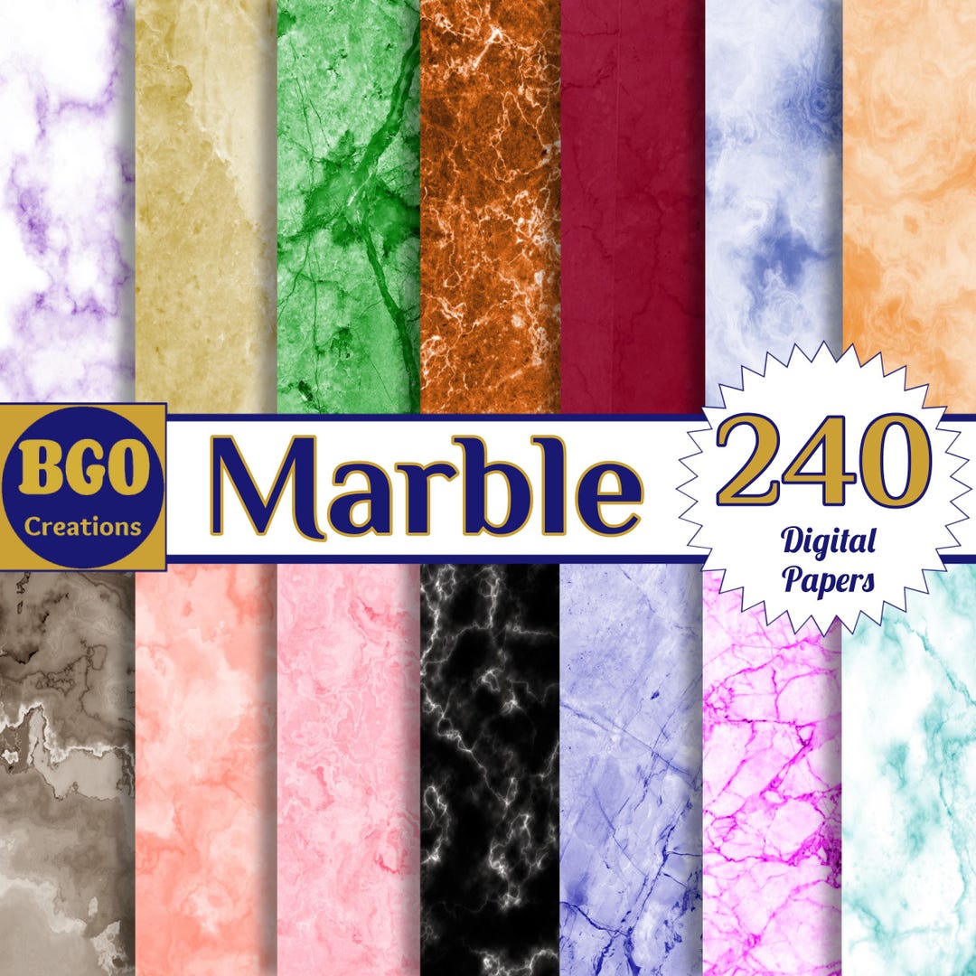 Marble Digital Paper Bundle, 240 Realistic Marble Texture Papers, Stone ...