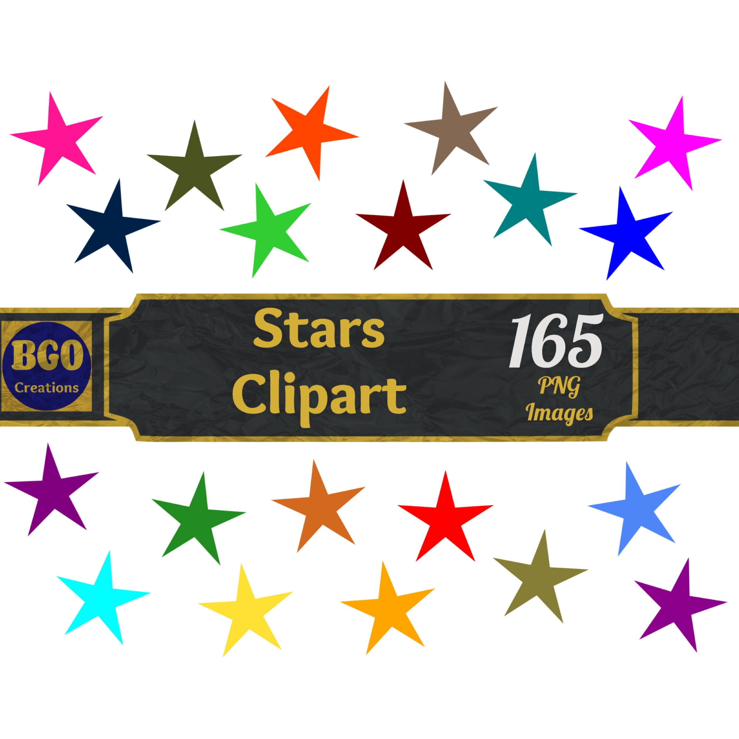 165 Colors Stars PNG Clip Art, 165 Star Digital Clipart, Printable ...
