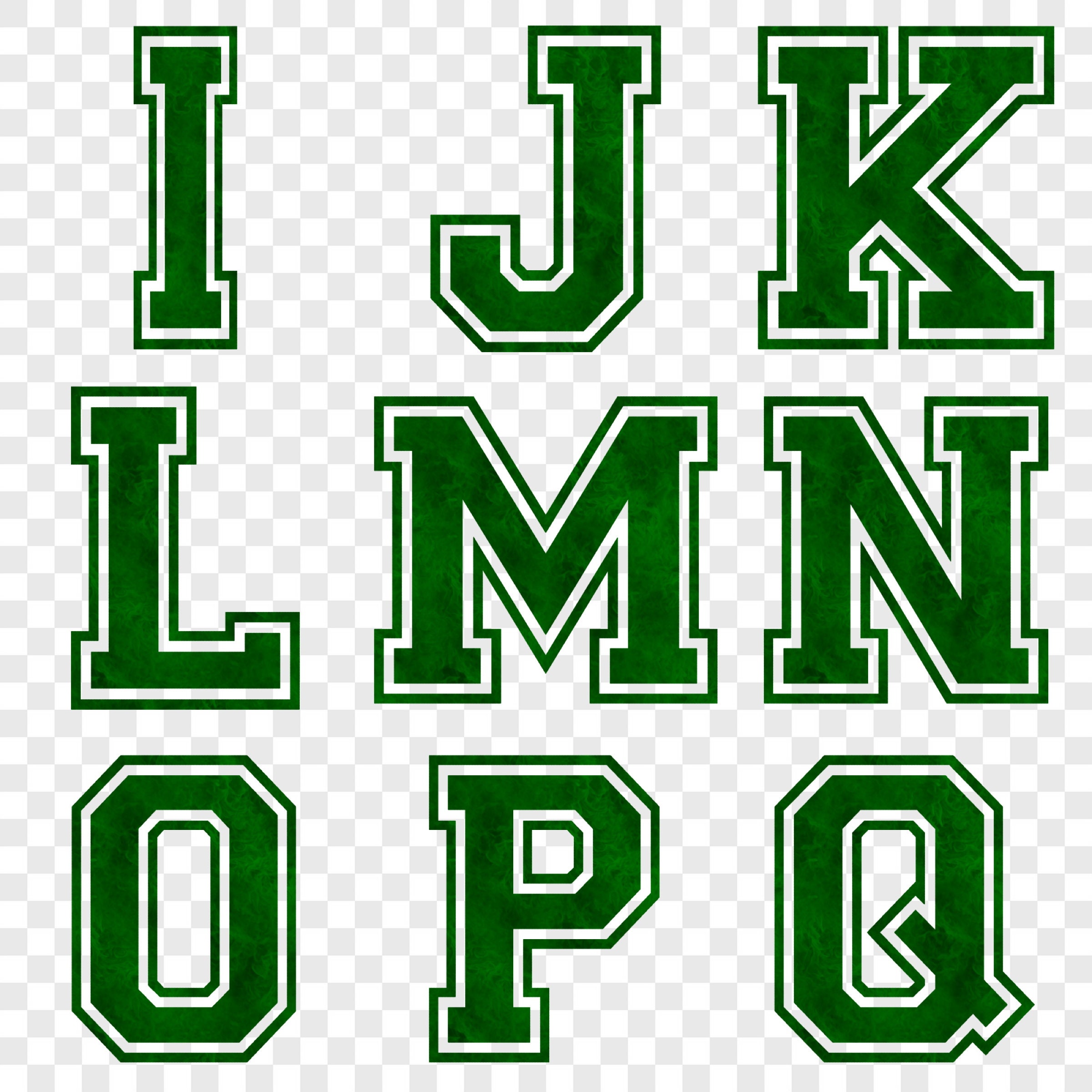 Green Flames Varsity Sports Alphabet 26 PNG Letters & 10 - Etsy