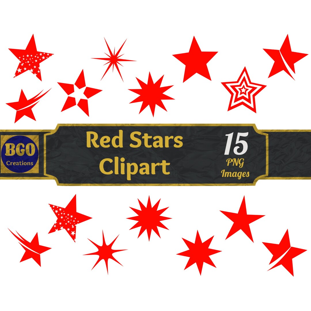 Red Stars PNG Bundle, 15 Star Images, Printable Stars Clipart, Stars ...