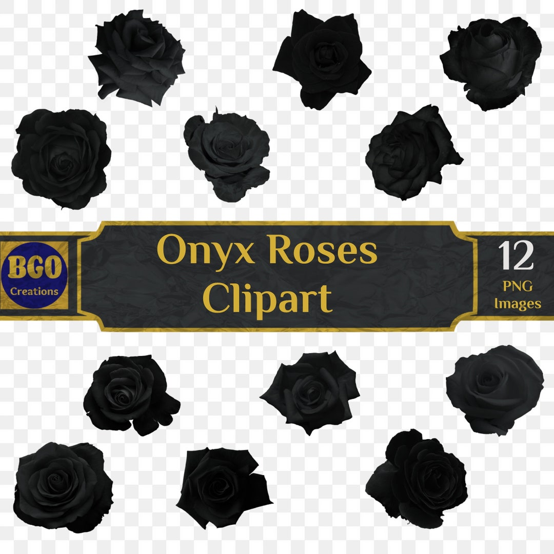 Onyx Roses PNG Bundle, 12 Black Roses Images, Printable Roses Clipart ...