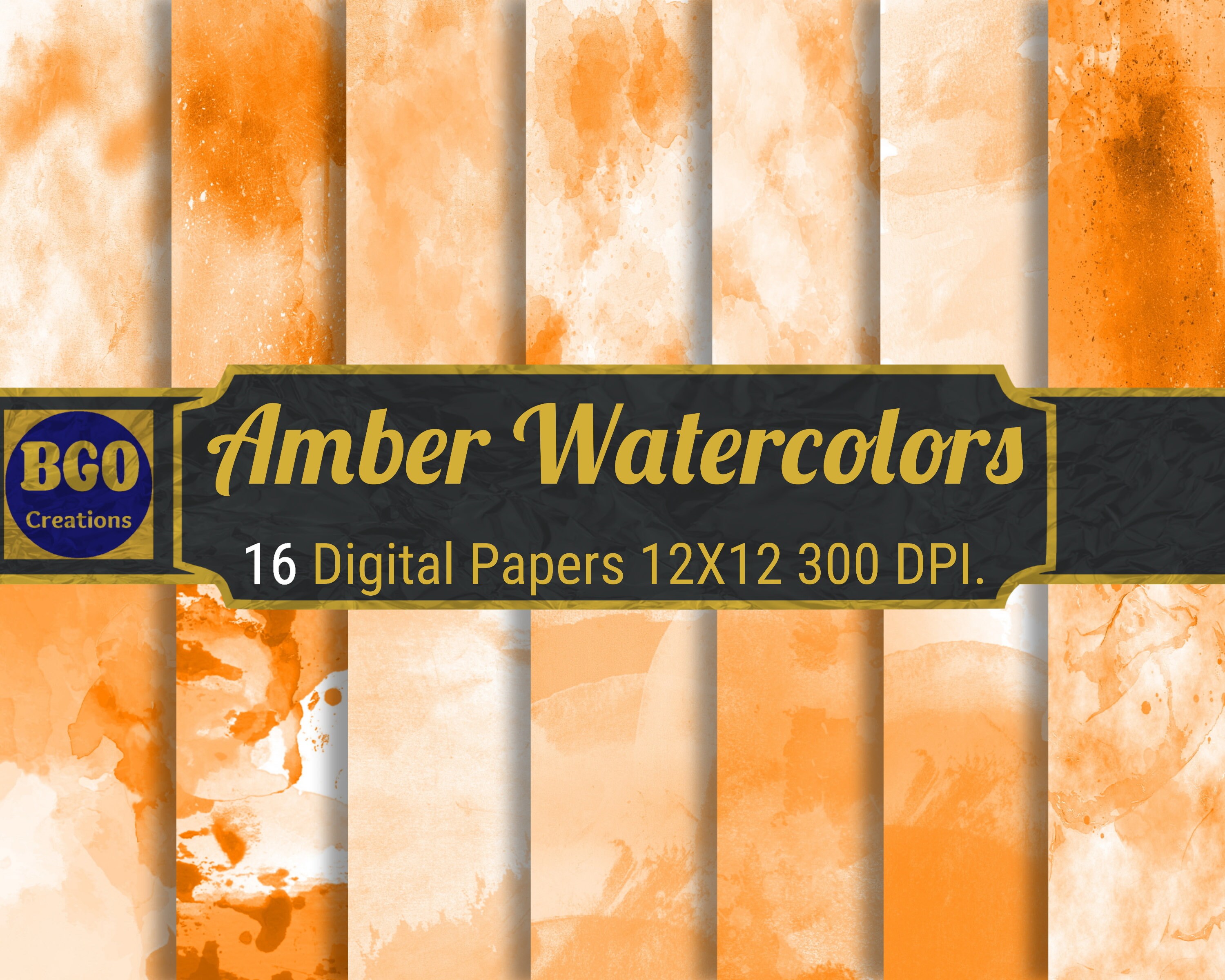 Amber Watercolors Digital Paper Pack 16 Scrapbooking Papers - Etsy