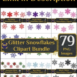 Purple Glitter Snowflake PNG Bundle, 7 Snowflake Images, Printable ...