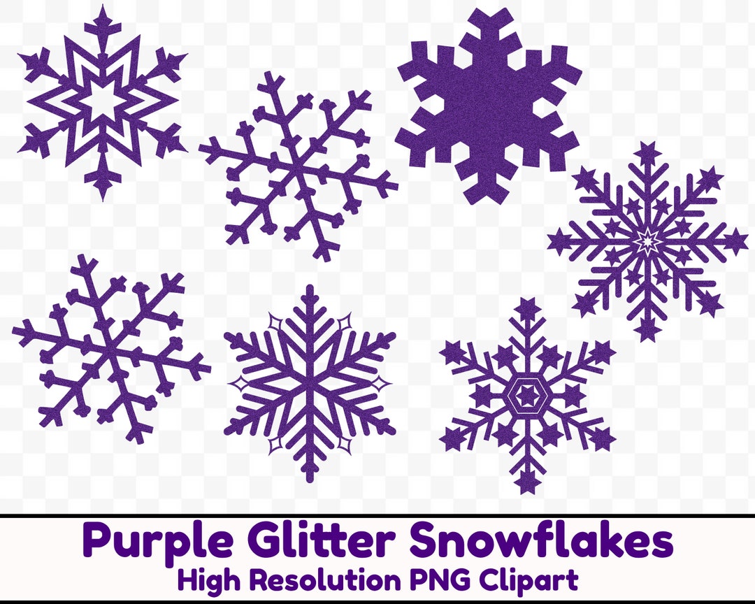 Purple Glitter Snowflake PNG Bundle 7 Snowflake Images - Etsy