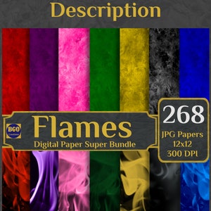 Blue Flames Digital Paper Pack, 18 Fire Textures Scrapbooking Papers ...