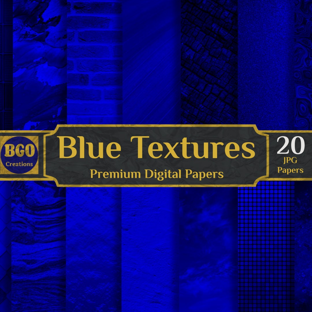 Deep Blue Digital Paper Pack, 20 Distressed Blue, Various Textures ...