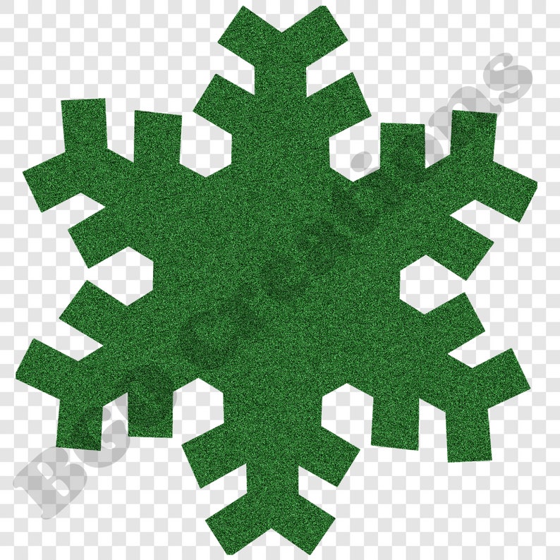 Green Glitter Snowflake PNG Bundle, 7 Snowflake Images, Printable ...