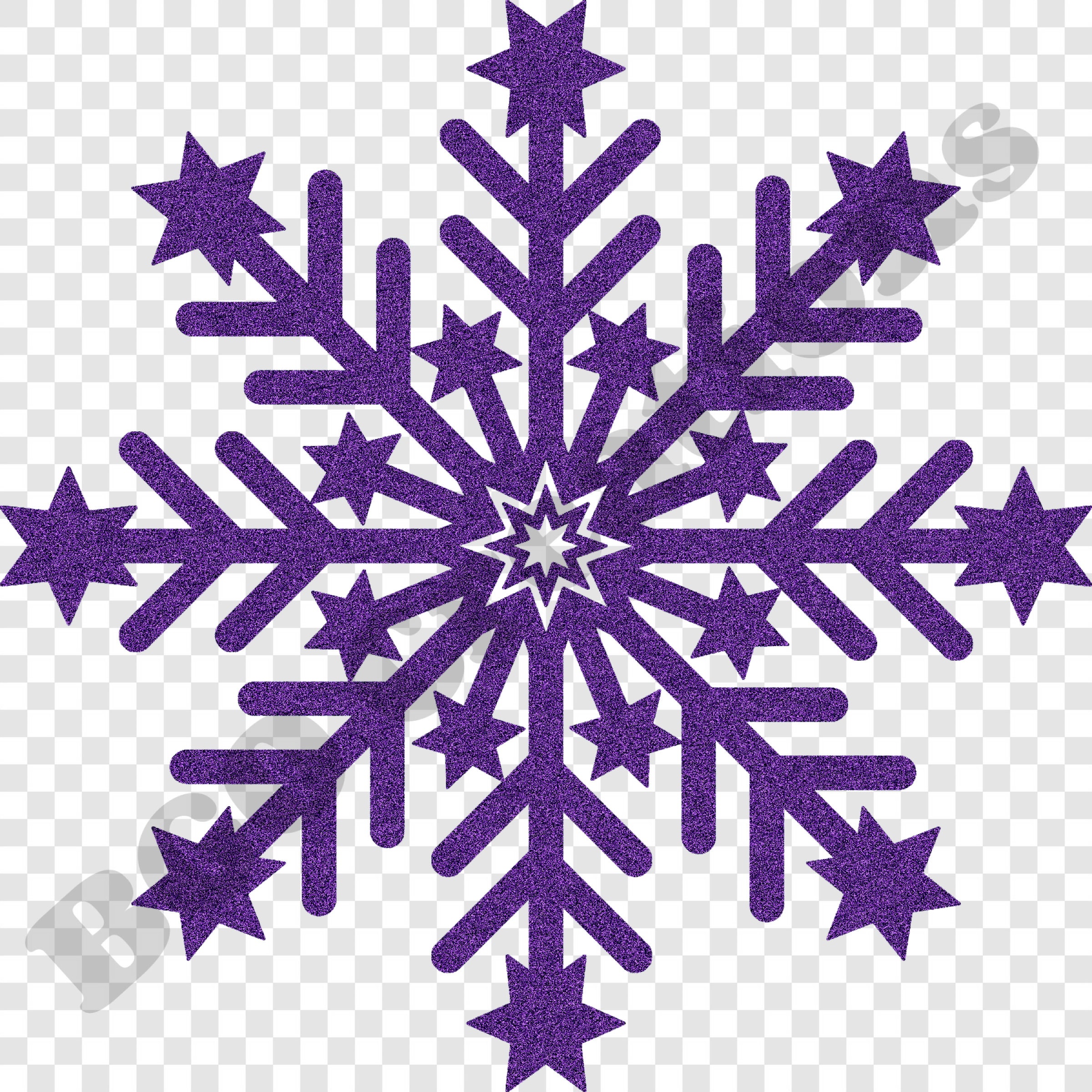 Purple Glitter Snowflake PNG Bundle, 7 Snowflake Images, Printable ...