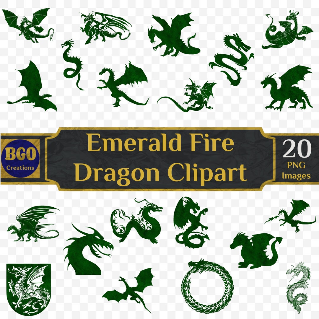 Emerald Fire Dragons Clipart, 20 Fiery Green Dragon PNG Images ...