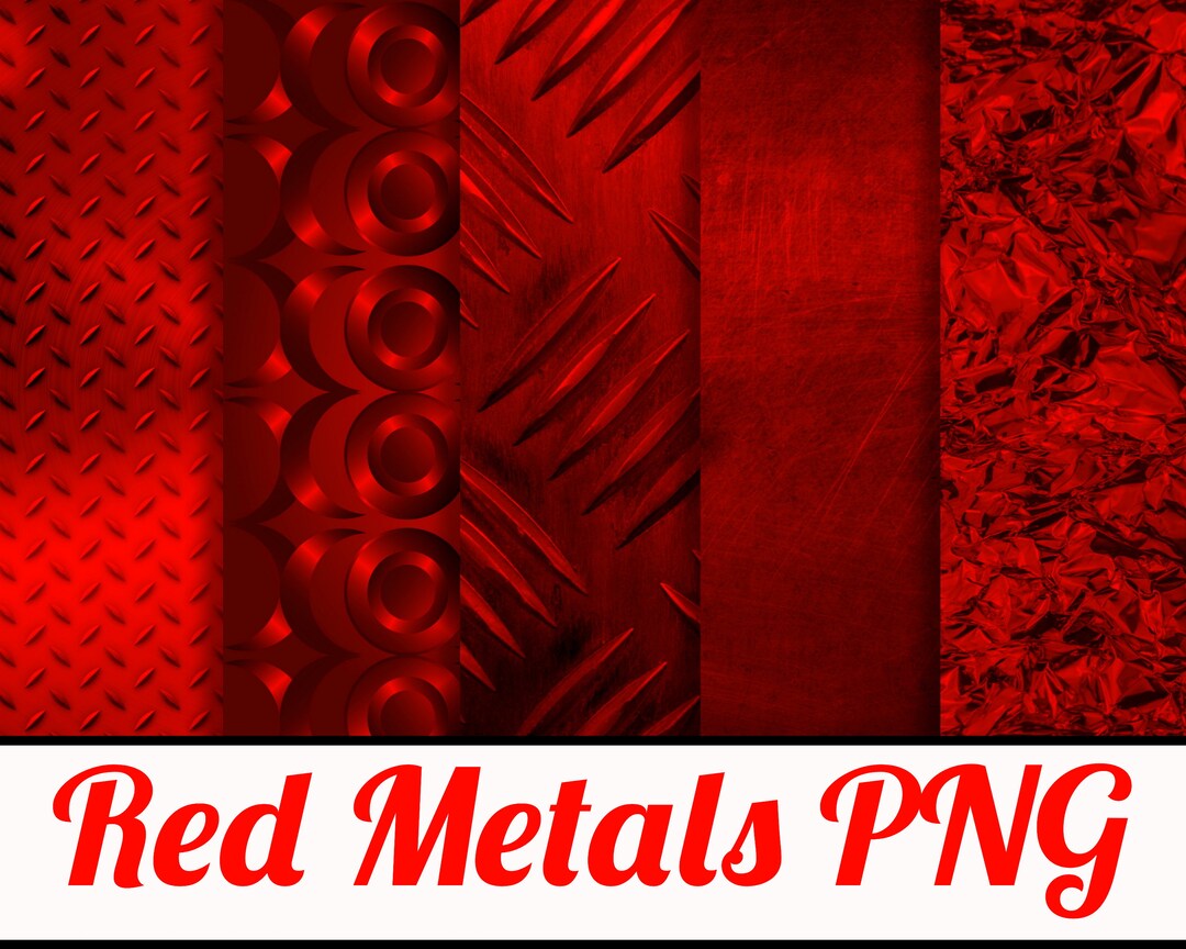 Red Metals PNG Digital Paper Pack 5 Metallic Texture PNG - Etsy