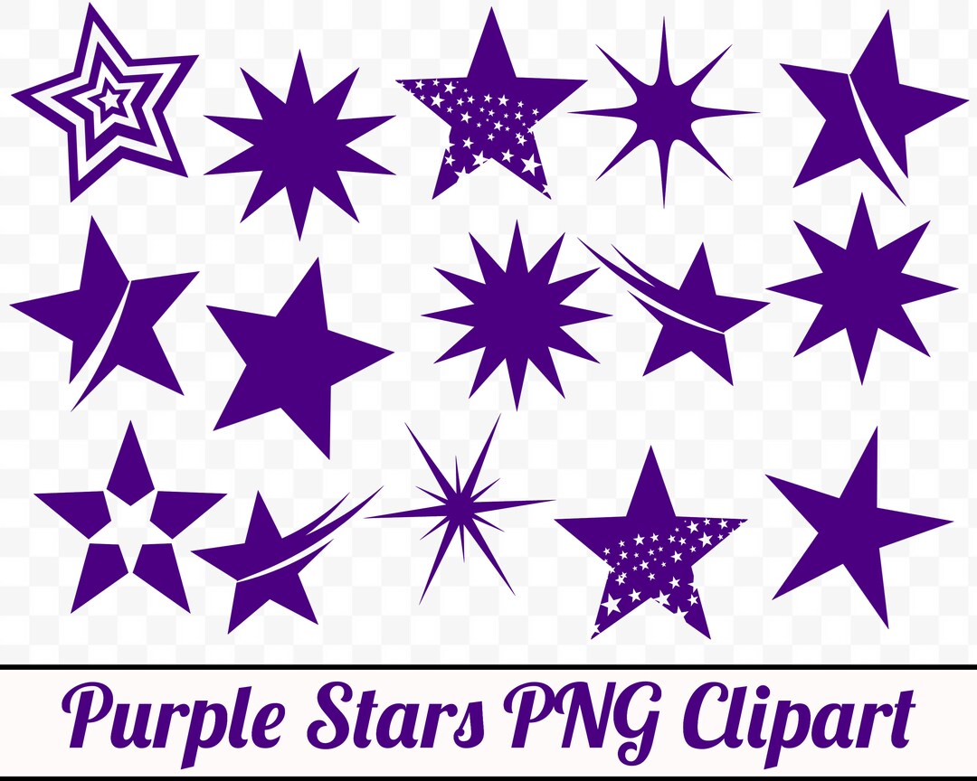 Purple Stars PNG Bundle 15 Star Images Printable Stars - Etsy