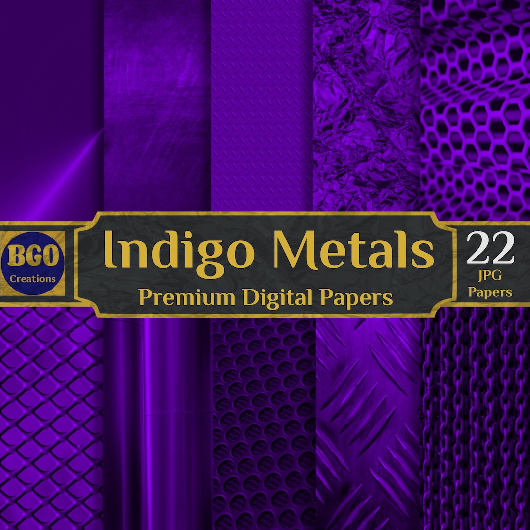 22 Indigo Metals Digital Paper, Brass Digital Paper, Brushed Metal ...