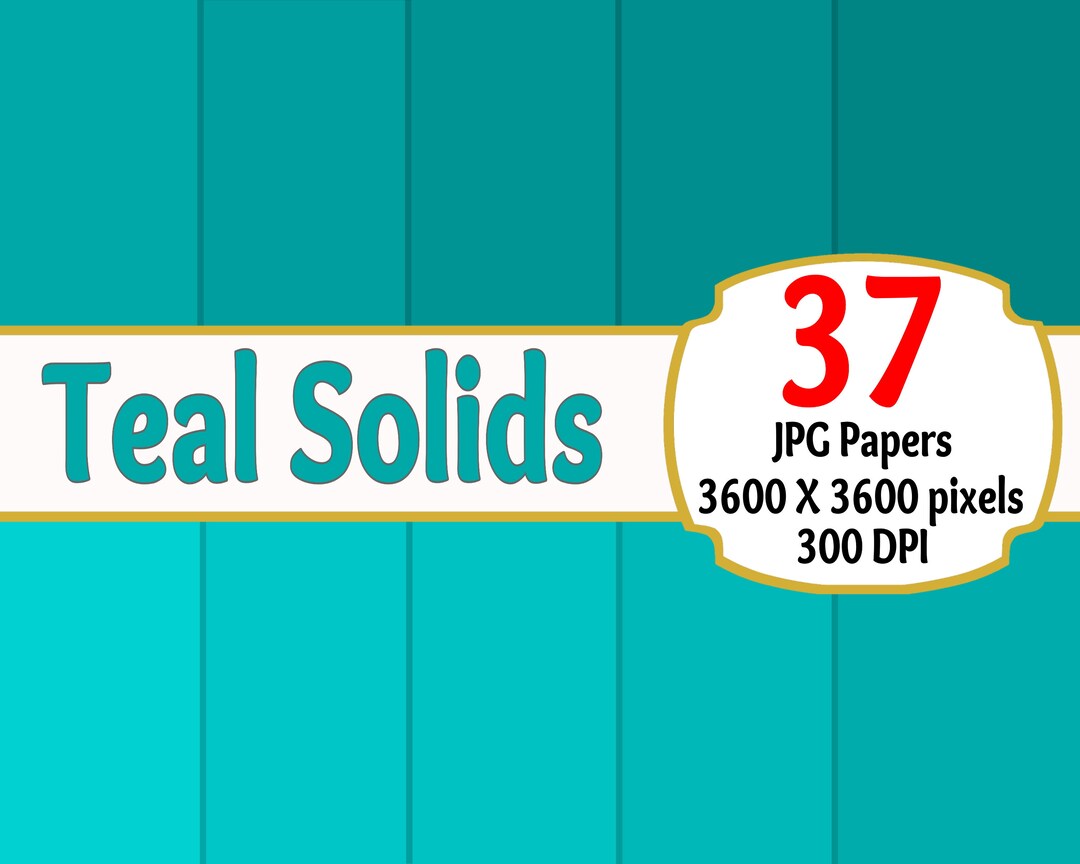 Teal Digital Paper Pack 37 Shades of Teal Plain Solid Colors - Etsy