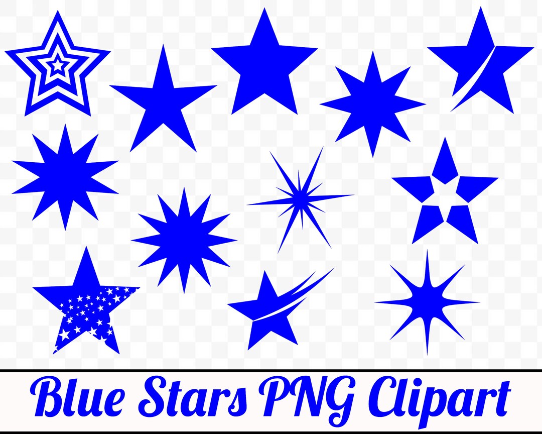 Blue Stars PNG Bundle 15 Star Images Printable Stars - Etsy