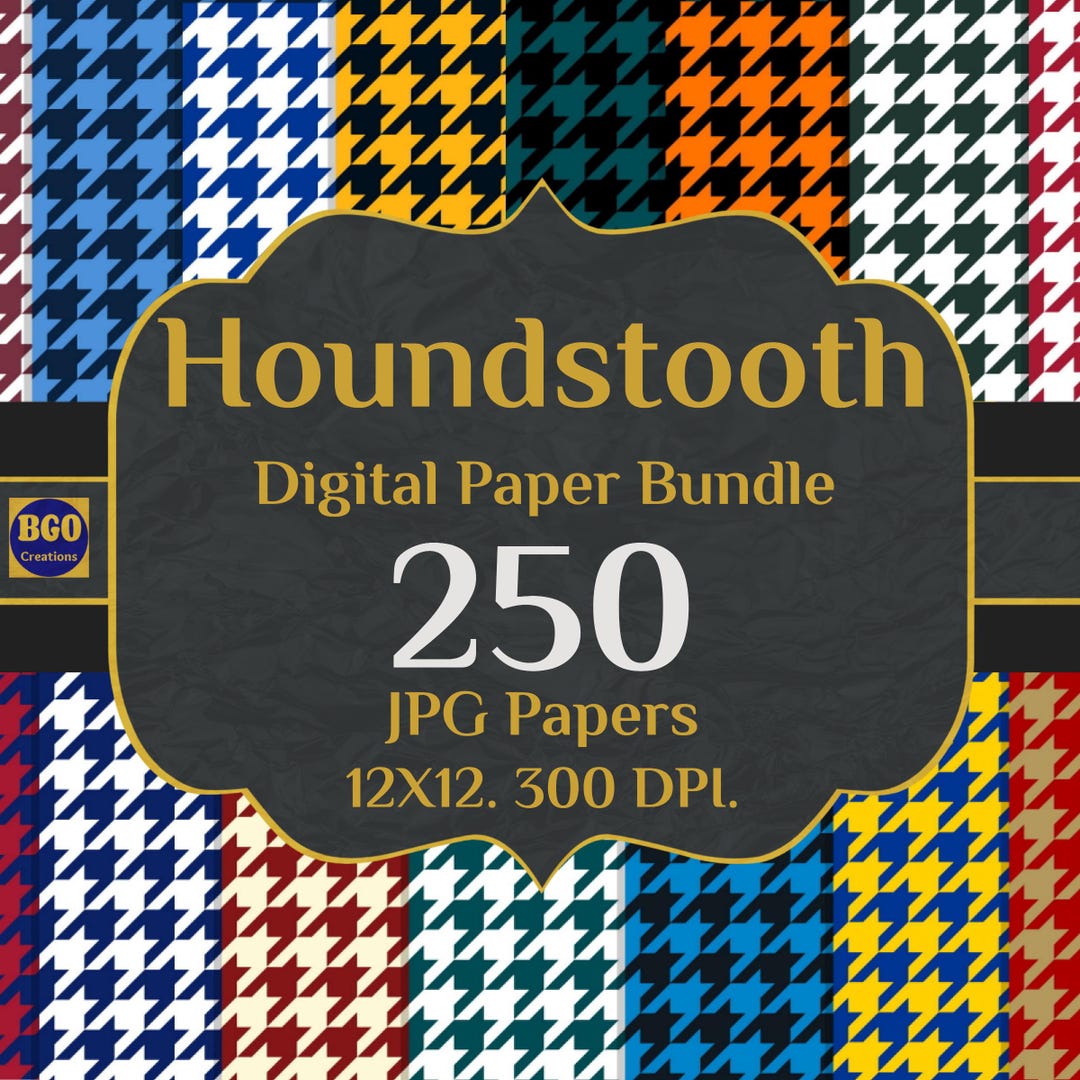 Houndstooth Digital Paper, 250 Seamless Printable Papers Bundle ...