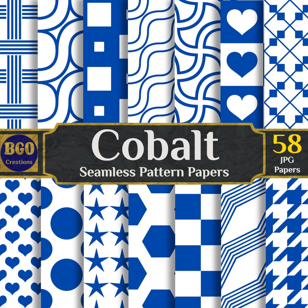 Cobalt Blue Patterns, 58 Seamless Pattern Digital Papers, 12in X 12in ...