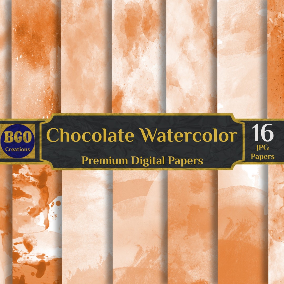 Chocolate Watercolors Digital Paper Pack, 16 Scrapbooking Papers ...