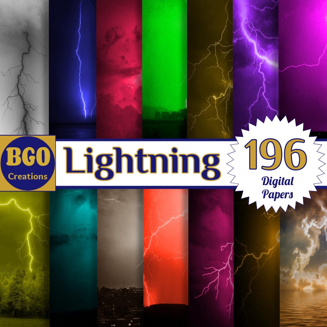 Lightning Digital Paper Bundle, 196 Scrapbooking Papers, Stormy ...