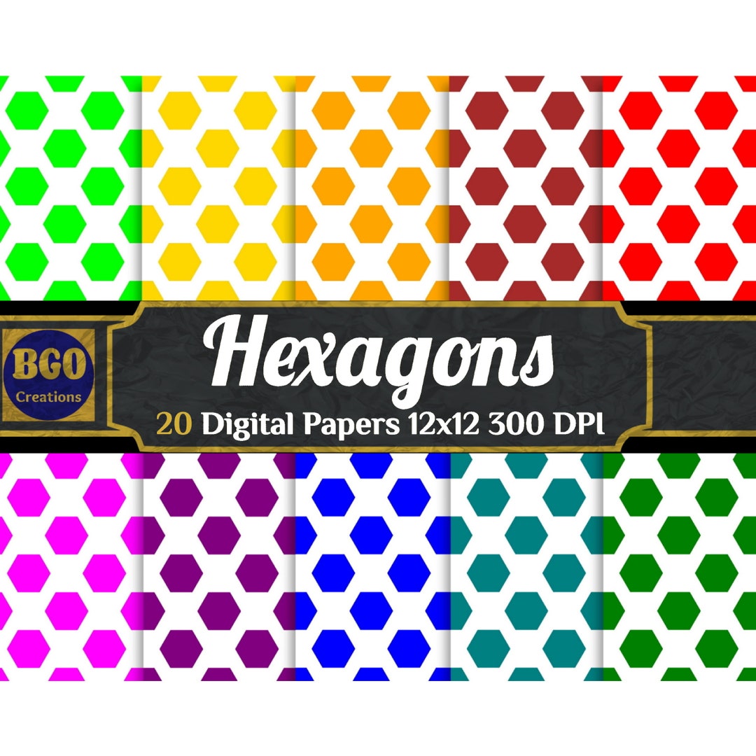 20 Colors Seamless Hexagons Digital Paper Pack, 20 Hexagon Seamless ...