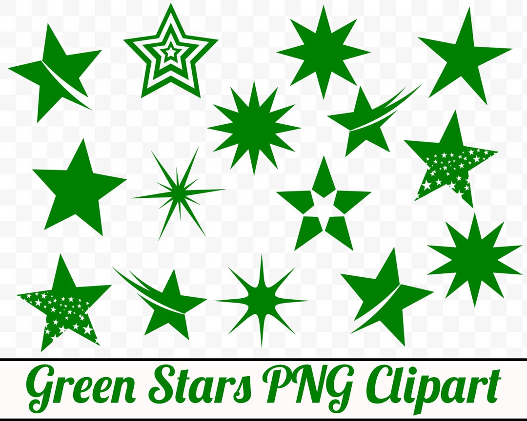 Green Stars PNG Bundle 15 Star Images Printable Stars - Etsy